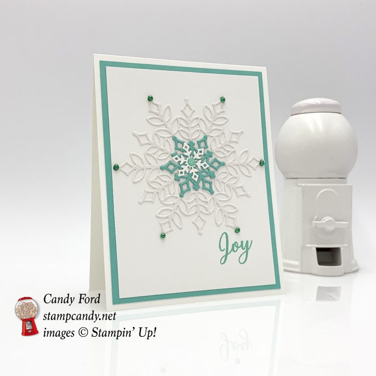 Joy Card with Snowfall Thinlits Dies - Stamp Candy