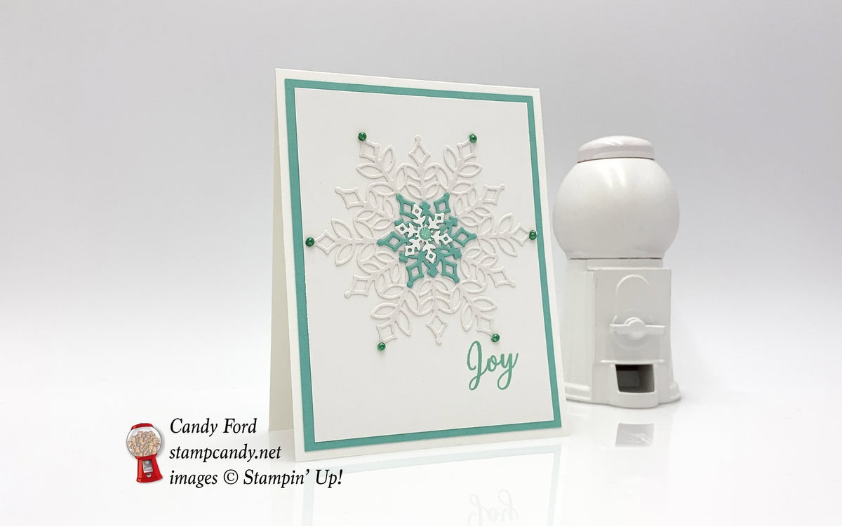Joy Card with Snowfall Thinlits Dies - Stamp Candy