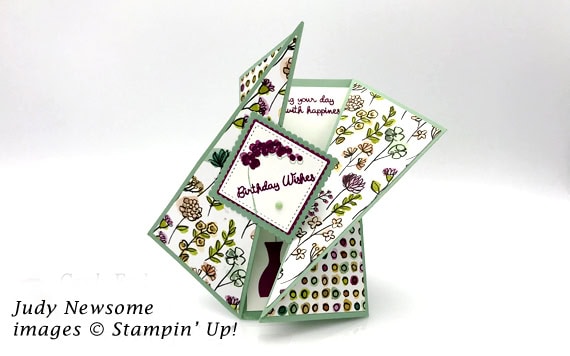 Varied Vases Diagonal Gate Fold Card by Judy Newsome - Stamp Candy